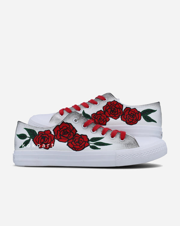 Red Roses Hand Painted Shoes - KOKO ART
