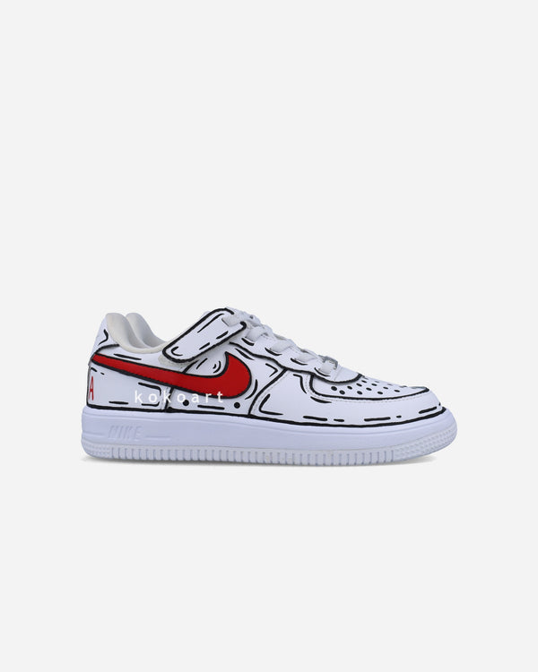 Kids AF1 Easy Cartoon Outline and Red Tick - KOKO ART