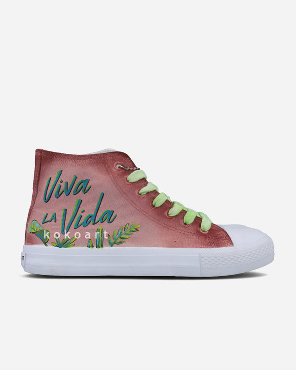 Frida Kahlo Viva la Vida Plants Hand Painted Shoes - KOKO ART