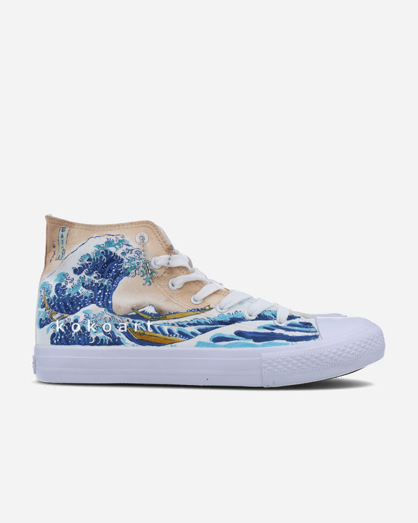 Great Wave Hand Painted Shoes - KOKO ART