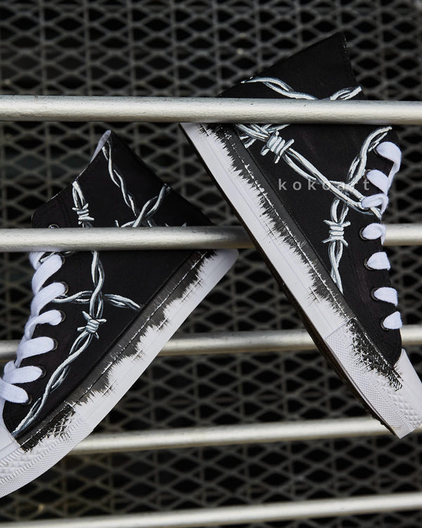 Barbed Wire Hand Painted Shoes - KOKO ART