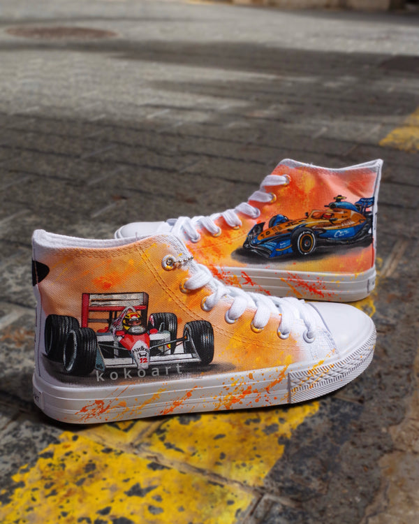 Race Cars Hand Painted Shoes - KOKO ART