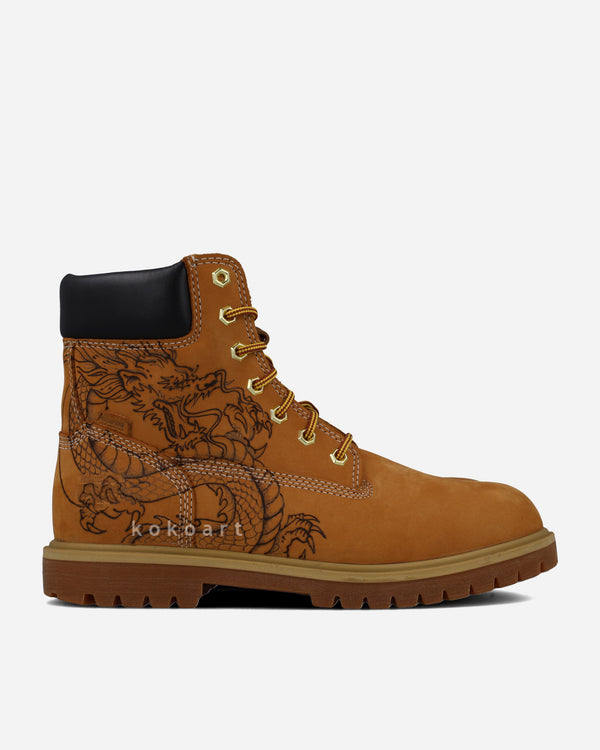 Hand Burnt Dragon Design on Timberland Boots - KOKO ART